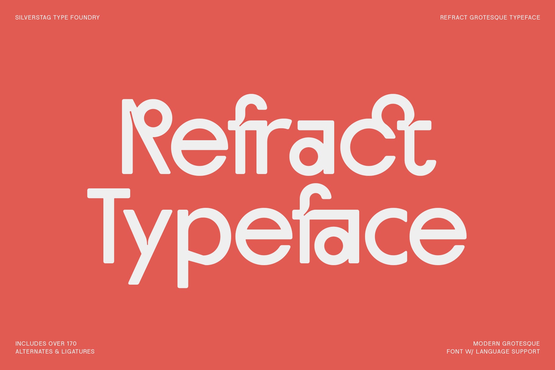 Refract – A Geometric Grotesk Font Family with 170+ Ligatures & 4 Styles