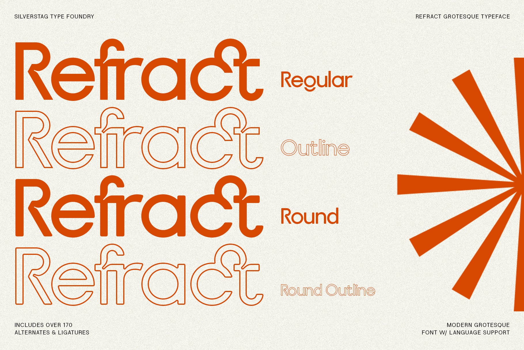 Refract – A Geometric Grotesk Font Family with 170+ Ligatures & 4 Styles